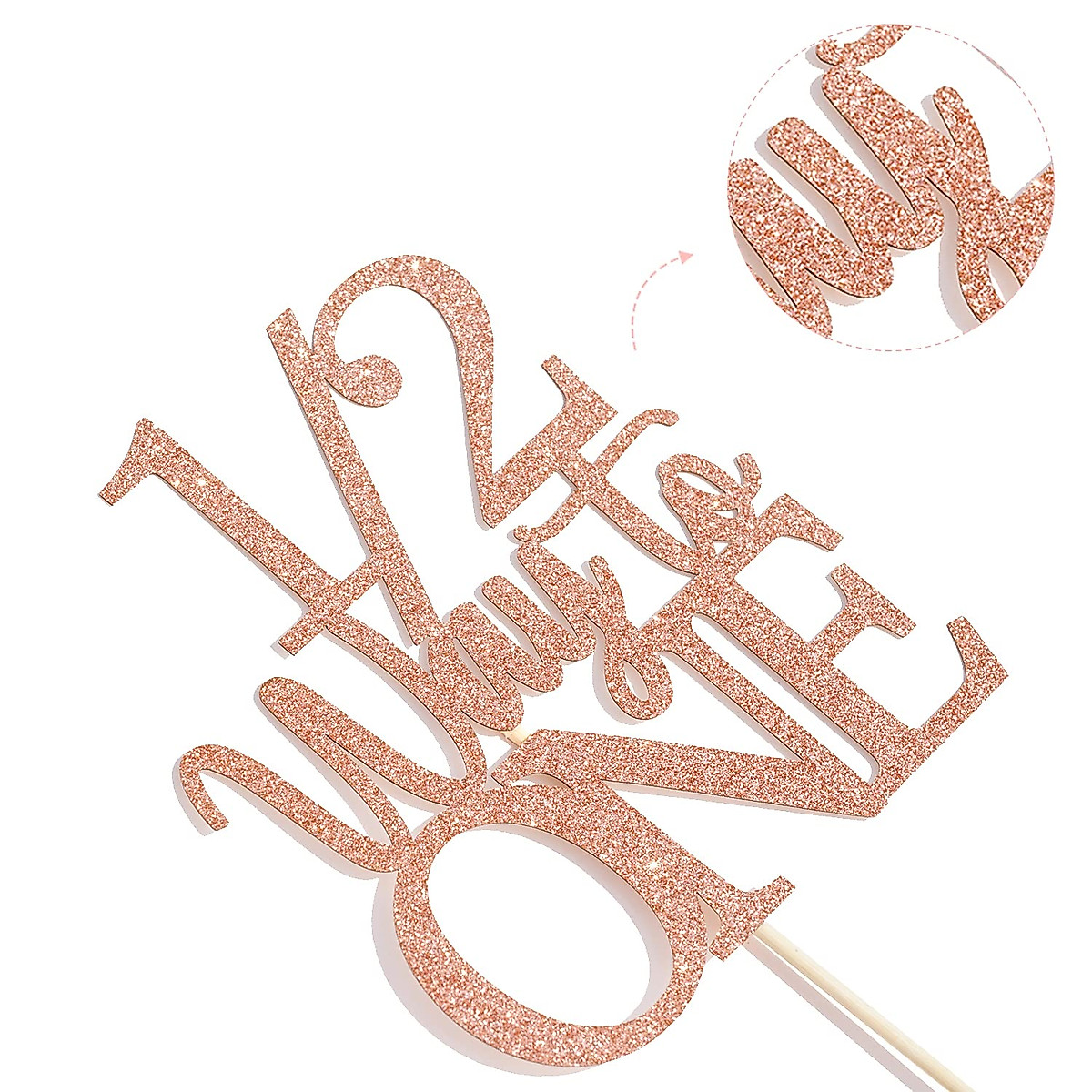 1/2 Way to One Cake Topper - Happy 1/2 Birthday Girl - Baby 6 Months Birthday Decorations, Half Birthday Party Decorations Rose Gold Glitter