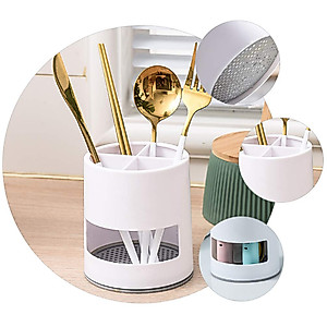DOITOOL Kitchen Utensils Flatware Caddy Holder Plastic Storage Organizer Wall Mount Kitchen Caddy Bin for Silverware Forks Spoons Chopsticks White Kitchen Utensils Holder