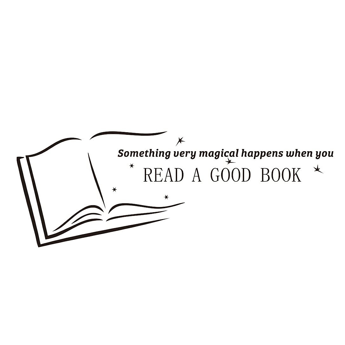 Art Vinyl Sticker for Kids Room Wall Decal Read A Good Book Inspirational Quotes Vinyl Wall Stickers Home School Library Decoration Wall Art Decals AY1862 (Black, 42X114CM)