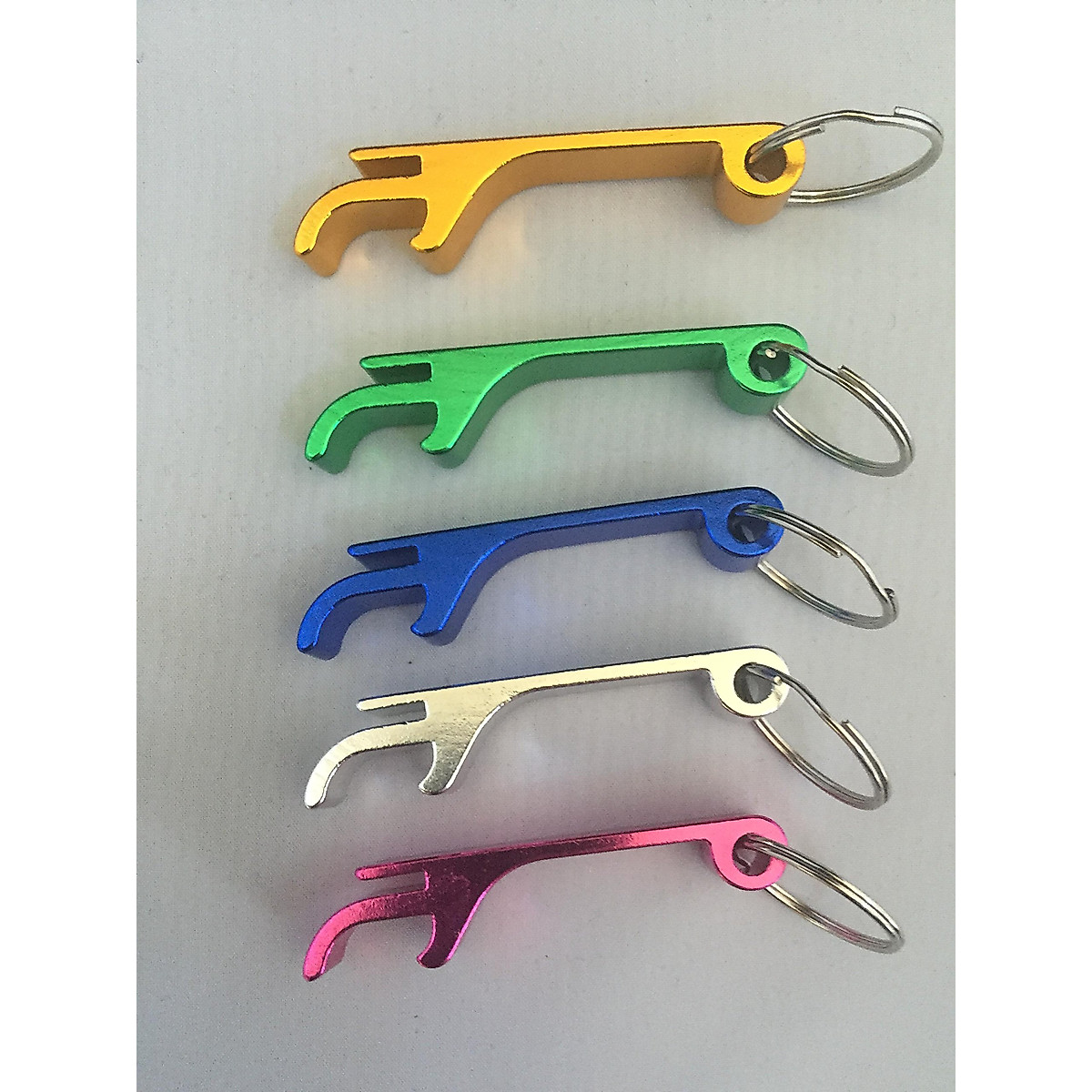 Set of 5 - JUSTMIKE'S MIXED COLORS/Multi Color Key Chain Beer Bottle Opener/Pocket Small Bar Claw Beverage Keychain Ring