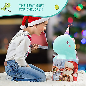 AudeRhine 11.8" Soft Dinosaur Plush Figure, Cute Fat Dino Toy Doll, Squishy Stuffed Animal for Anxiety Relief, Kids Birthday Gift (Blue)