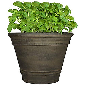 Sunnydaze Franklin Flower Pot Planter - Outdoor/Indoor Unbreakable Polyresin - UV-Resistant Sable Finish - Single - Large 20-Inch Diameter