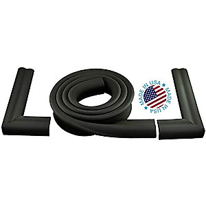KidKusion Hearth Cushion | Made in USA | Black | 8.33 Ft of Padding | Child Safety, Edge and Corner Guard, Babyproof Fireplace Bumper