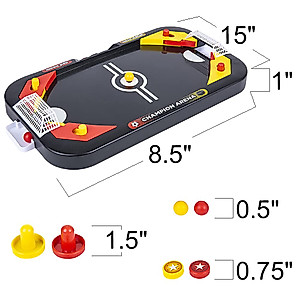 Gamie 2 in 1 Sports Tabletop Game for Kids, Soccer and Hockey Table Game for Indoor Fun, Includes Pucks, Balls, and Strikers, Fits on Table or Floor for Hours of Action-Packed Play