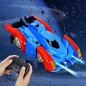TOY Life Super Hero Man RC Car - Wall Climbing Remote Control Car for Boys 4-7 - 360° Rotating Stunt RC Car - Car Toys for 4-7 Year Old Boy, Superhero Kids Toys (Blue-red)