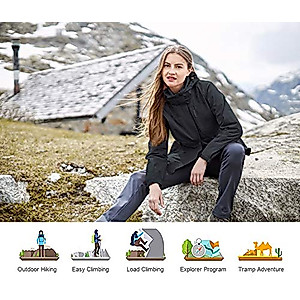 CAMEL CROWN Women's Waterproof Ski Jacket Winter Coat Windbreaker Fleece Inner Detachable Hood Snow Hiking Outdoor