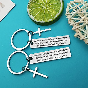 Godparents Gifts from Godchild Will You Be My Godfather/Godmother Keychain Set Godparent Proposal Gifts Godmother Keychain Godfather Gifts Christening Gift for Godmother Godfather
