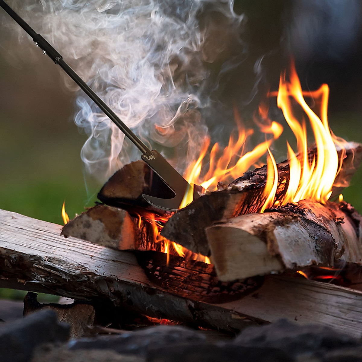 36” Fireplace Fire Pit Poker and 26” Fireplace Tongs Tool Sets, Campfire Fireplace Tools for Outdoor/Indoor