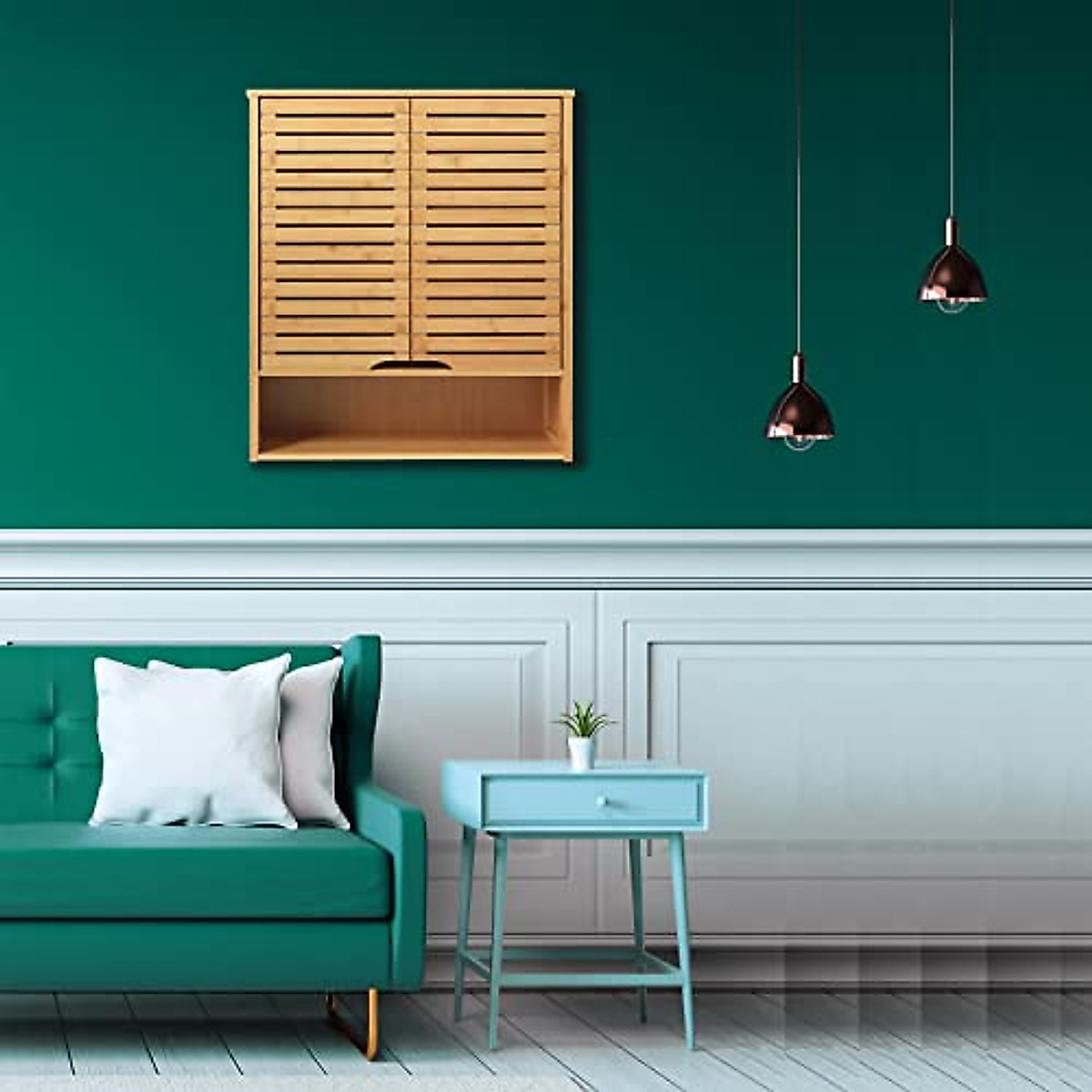 DRDINGRUI Bamboo Cabinet, Wall Mount Cabinet for Bathroom, Medicine Cabinet with Shelf