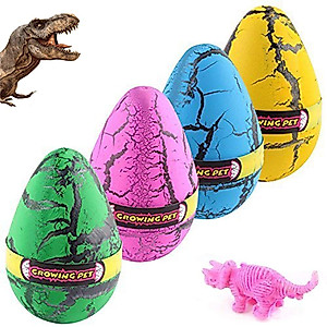 YKLWORLD Hatching Growing Dinosaur Toys, Magic 4 Pack Large Size Grow Dinosaurs Egg That Hatch in Water Easter Dino Eggs Party Favor Gifts for Kids