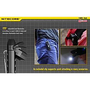 Nitecore Thumb 85 Lumens USB Rechargeable White & Red LED Keychain Light - Tiltable Work Light with Clip and a LumenTac USB Charging Cable