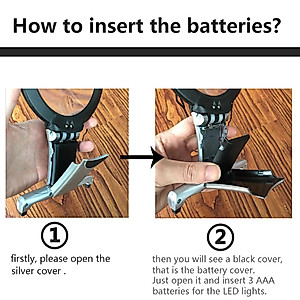 Reading Magnifier Magnifying Glass Necklace 2.5 X 6X Lighted Magnifier Glass Magnify Hands Free Handheld Large LED Magnifying Glass Illuminated Loupe Lens for for Seniors Reading,Embroidery,Jeweler