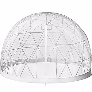 VEVOR Garden Dome 12ft - Geodesic Dome with PVC Cover - Lean to Greenhouse with Door and Windows for Sunbubble, Backyard, Outdoor Winter, Party