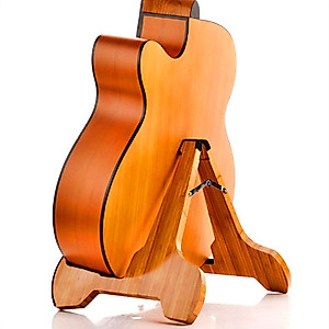 Miwayer Guitar Stand Real Bamboo A-Frame Folding Thickened Universal, with Soft Leather Protection, Safe Non-Slip Portable Stringed Instrument Stand, for Acoustic, Classical, Electric Guitar, Bass…