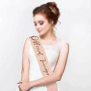 13th Birthday Sash and Crown for Girls, Rose Gold Official Teenager Sash and Tiara for Girls, 13th Birthday Gifts for Happy 13th Birthday Party Favor Supplies