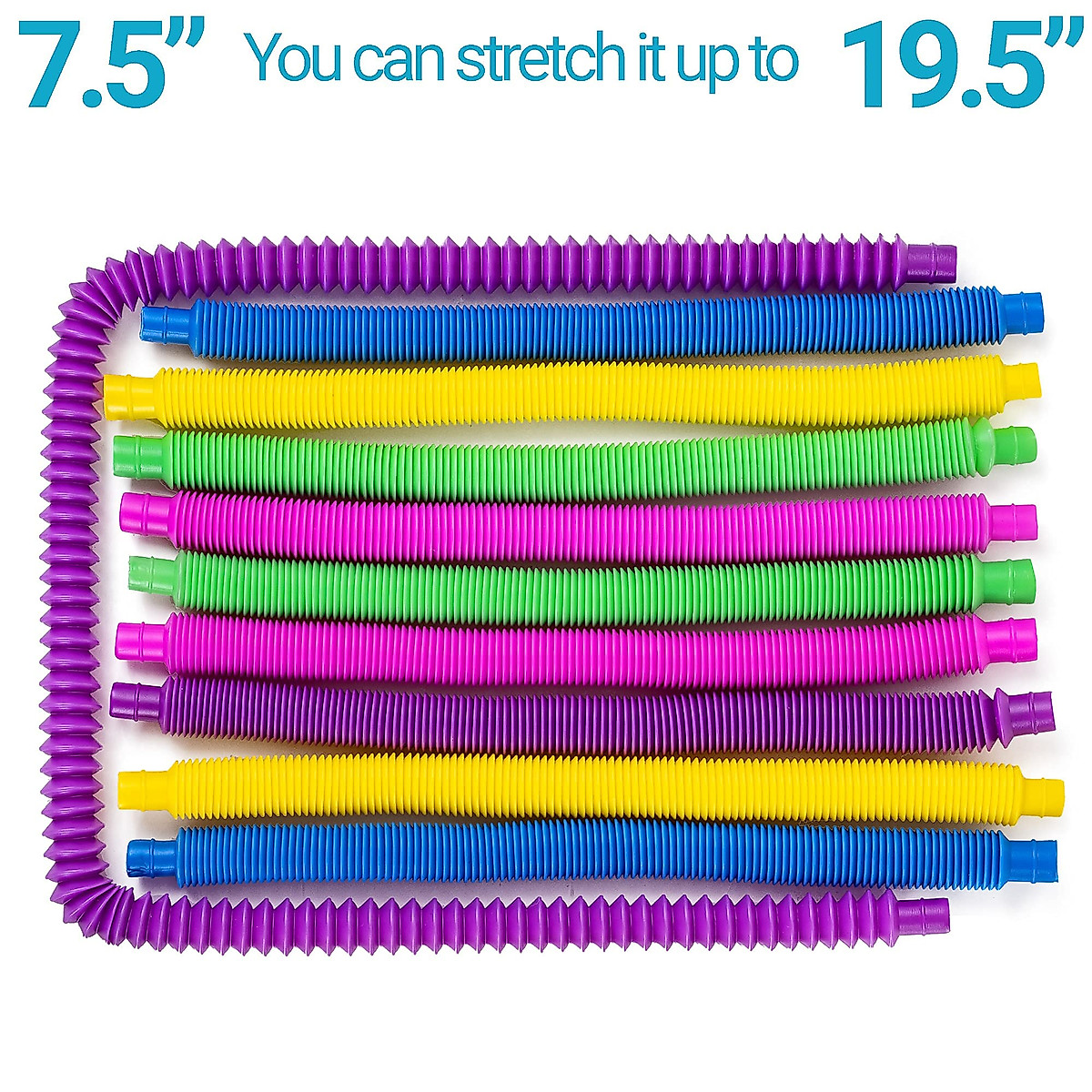 nutty toys 10pk Pop Tubes Sensory Toys (Mini) Fine Motor Skills Learning Toddler Toy for Kids Top ADHD Autism Fidget 2024 Best Preschool Boy Girl Gift Idea Unique Christmas Toddler Stocking Stuffers