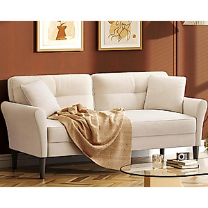 Kidirect 69" White Couch, Loveseat Sofa, Couches for Living Room, Comfy Sofas for Living Room 3min No Tool Fast Assembly, Small Couch for Bedroom, Modern Velvet Sofa Couch for Apartment Office