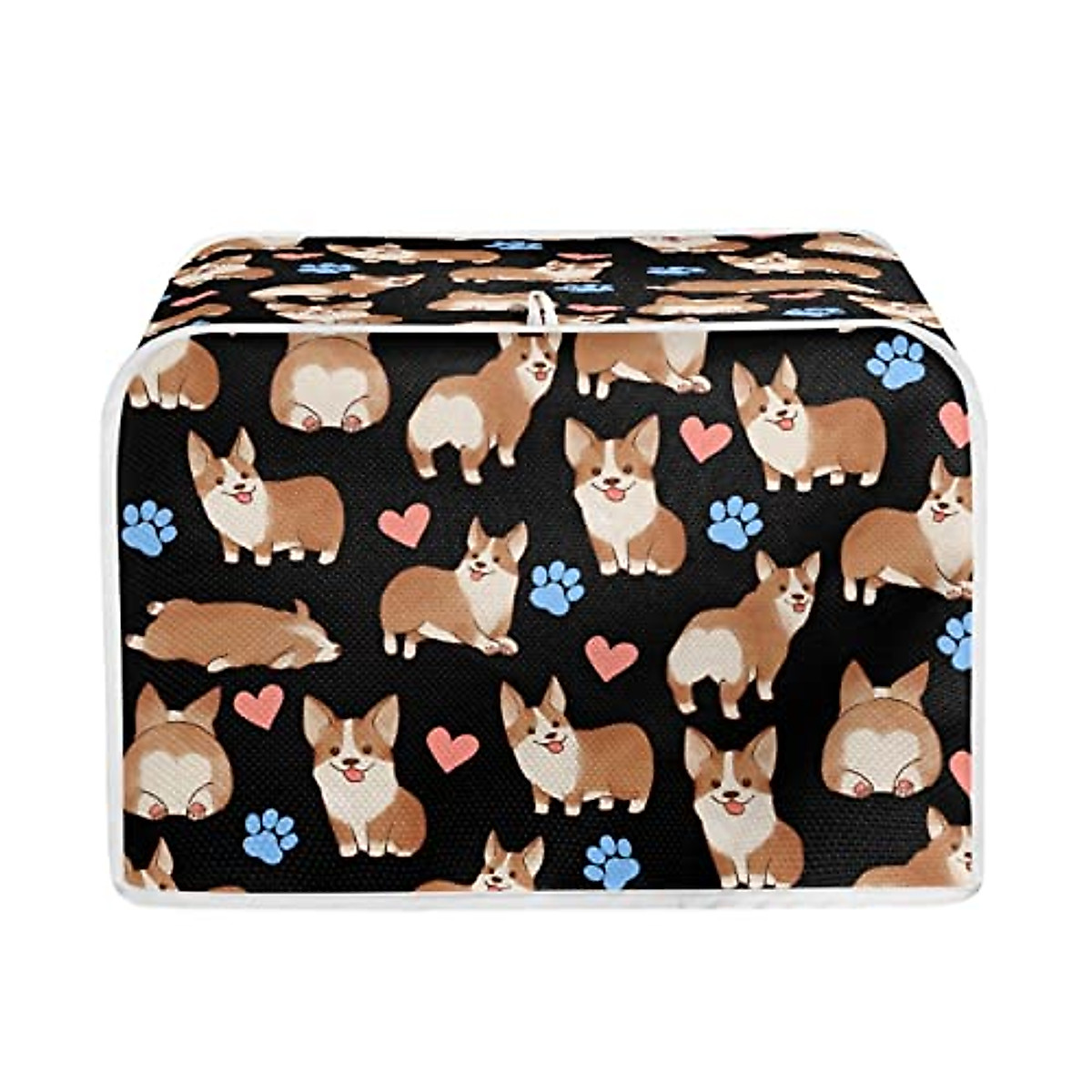Jiueut Cute Animal Toaster Cover 4 Slice,Corgi Pattern Toaster Covers Bread Maker Cover,Kitchen Small Appliance Covers,Microwave Toaster Oven Cover