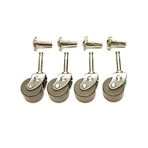 Wood Furniture Casters Wood Casters for Furniture Set of 4 Dark Hard Wood Stem Casters Wheels with Inserts, 1-1/4" Wheel, 4 Pack