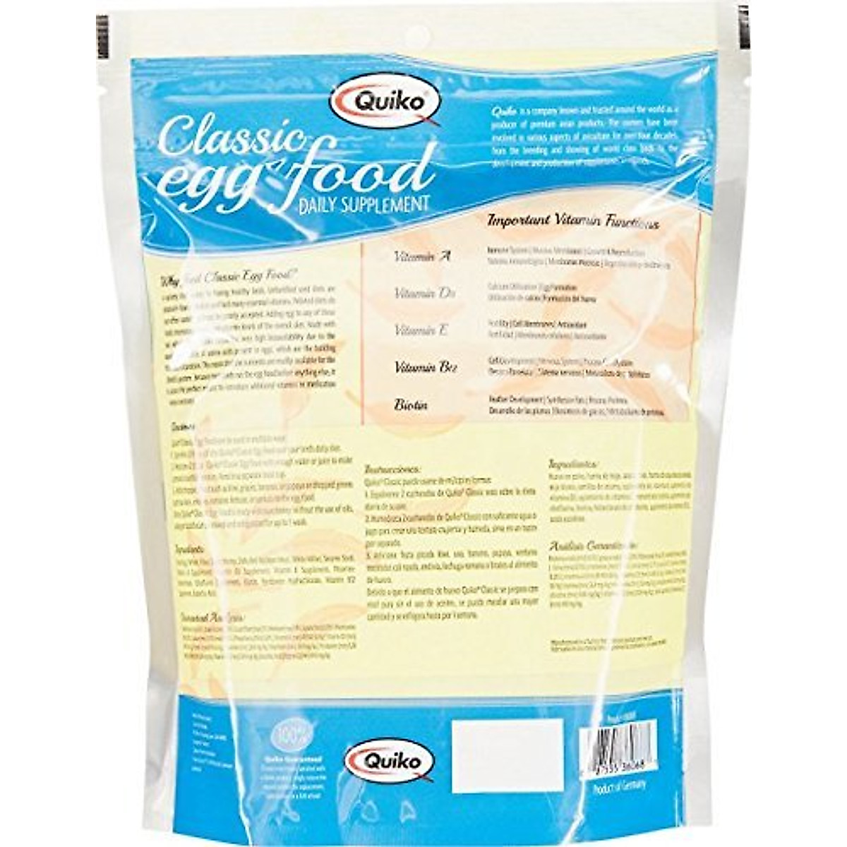 Quiko Classic Egg Food Supplement For All Birds, 1.1 Lb. Pouch