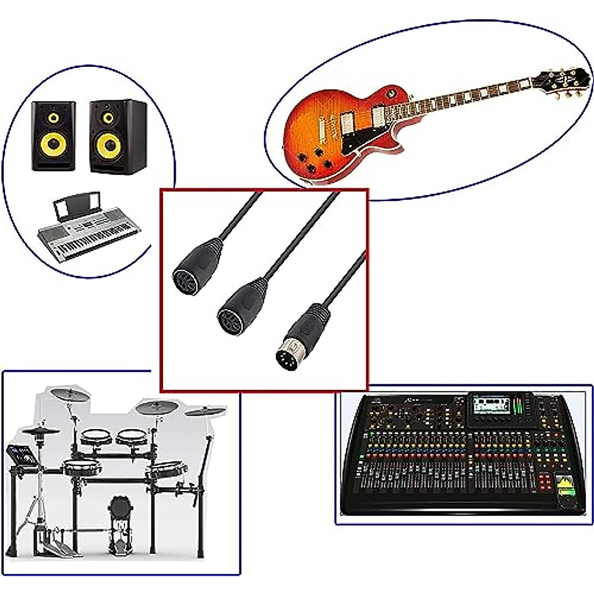 zdyCGTime 7 Pin Din Splitter Cable,DIN 7-Pin Splitter Y Adapter MIDI Cable 7- Pin Plug Male to 2 DIN Female Jack Adapter Y Lead for Bang Olufsen Naim Quad Stereo Systems (30cm/1ft) (7pin)