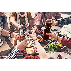 MMonDod 8 Pack Glass Cups with Lids and Straws,Iced Coffee Cup,Glass Beer Cups with Bamboo Lids and Straws,Can Shaped Glass Cups,Glass Soda Can Cup,16 oz Can Tumbler Glasses with Lid and Straw