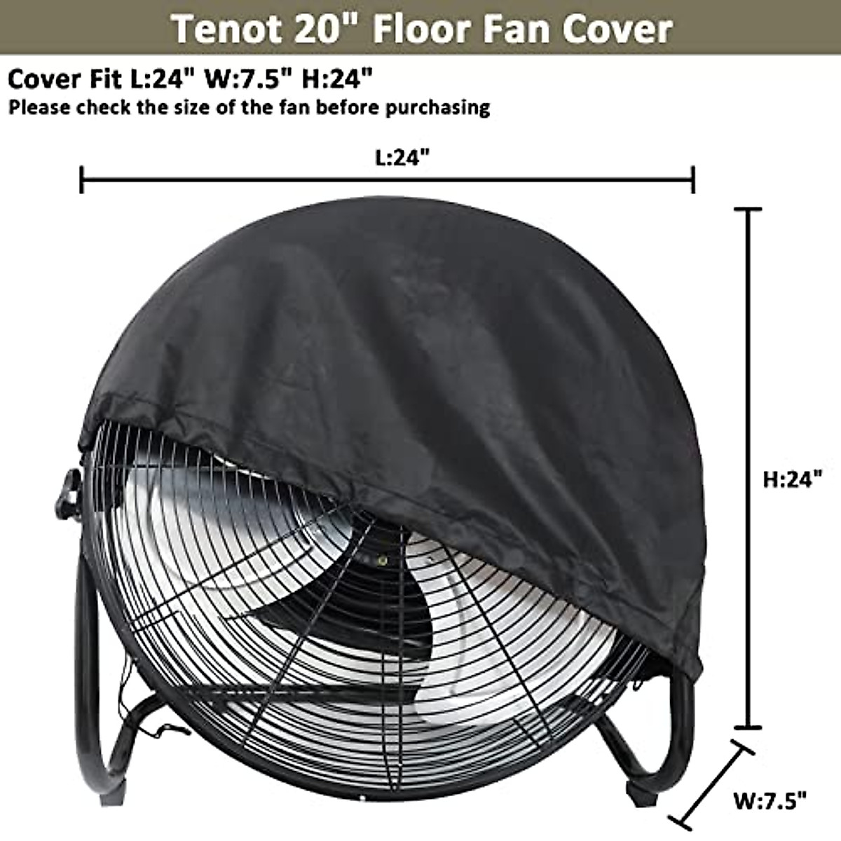 Tenot Outdoor Fan Cover Dust-proof, Heavy Duty Outdoor Fan Covers Waterproof Uv-resistant, Electric Fan Cover for 20 Inch Industrial Floor Fan