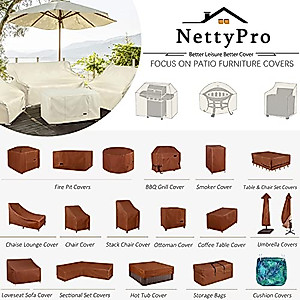 NettyPro Gas BBQ Grill Cover 52 Inch 2-3 Burner 600D Heavy Duty Waterproof Outdoor Barbecue Cover for Weber, Char-Broil, Brinkmann, Nexgrill Grills and More, Brown