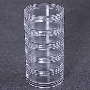 Exceart Craft Beading Case 5 Layer Clear Plastic Box with Lid Stackable Round Box for Beads Crafts Earring Jewelry Findings Commemorative Coin Nail Art Rhinestones Boxes
