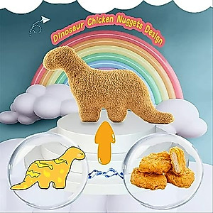 Toymania - Dinosaur Nugget Plush - Fluffy Brontosaurus Nug Plush to Cuddle or for Room Decor - Dino Nugget Stuffed Animal Emotional Support - Dinosaur Chicken Nugget Plush Looks Great Anywhere