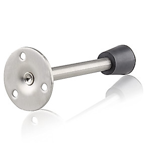 LDEXIN 2 Pack Stainless Steel Heavy Duty Door Stop 5" Wall Mounted Door Stopper with Rubber Tip Design Mute for Wall and Door Protection, 4.7" / 120mm