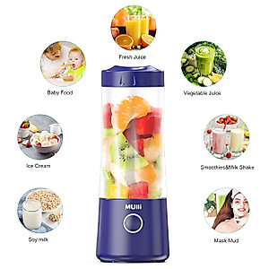 Mulli Portable Blender,USB Rechargeable Personal Mixer for Smoothie and Shakes, Mini Blender with Six Blades for Baby Food,Travel,Gym