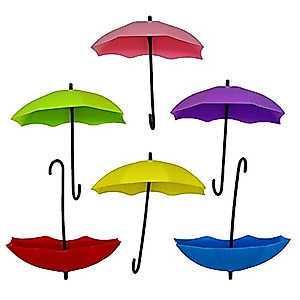 Maydahui 6PCS Umbrella Wall Hooks Sticker Colorful Key Hanging Holders Decor for Home Office Decoration Organizer