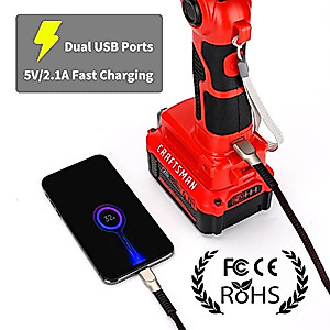 Taingwei 2000LM LED Work Light for Craftsman V20 Battery, 25W Flashlight for Camping, Car Repairing, Emergency and Job Site Lighting