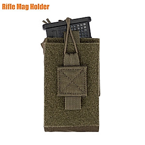 Dotacty Adjustable Radio Pouch MOLLE Radio Holder for Tactical Duty Belt Two Ways Radio Holster Walkie Talkies Case Mag Carrier 5.56mm 7.62mm Magazine Nylon Carry Bag for Police Security Rescue RG