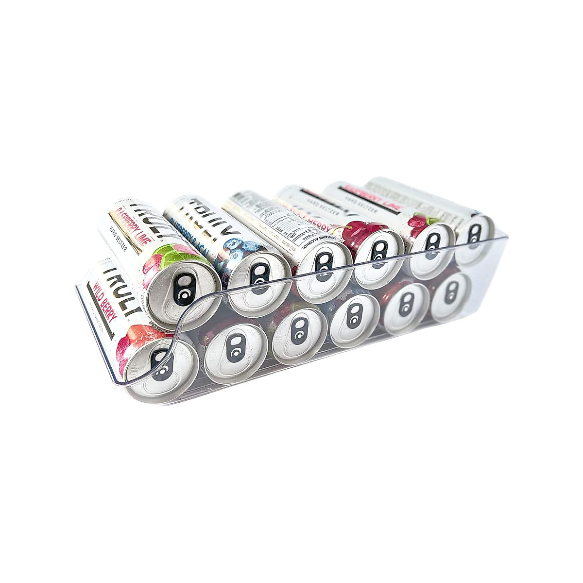 Joyful Haus Skinny Can Organizer for Refrigerator, Hard Seltzer, Energy Drinks, Soda Pop Container, Refrigerator and Freezer Beverage Holder, Dispenser Bin - holds up to 12 tall and slim skinny cans