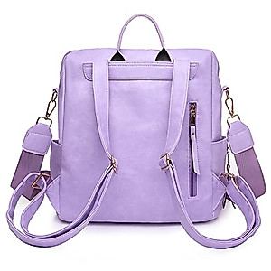 Iblue Fashion Backpack Purse for Women Convertible Travel Shoulder Bag PU Leather Satchel Handbags,#B3159 (Purple)