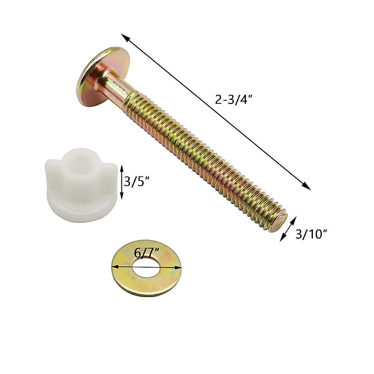 2 Pack Universal Toilet Seat Bolts Screws Set Heavy Duty Toilet Seat Hinge Bolts with Plastic Nuts and Metal Washers Replacement Parts for Top Mount Toilet Seat Hinges