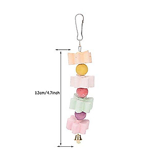 Hamiledyi Parrot Beak Trimmer Calcium Stone,Chinchilla Grinding Teeth Lava Block,Bird Beak Trim Pumice Toy,Mineral Rock Chewing Toys with Bell for Conure,Budgies,Parakeet,Hamster,Rabbit 2-Pcs