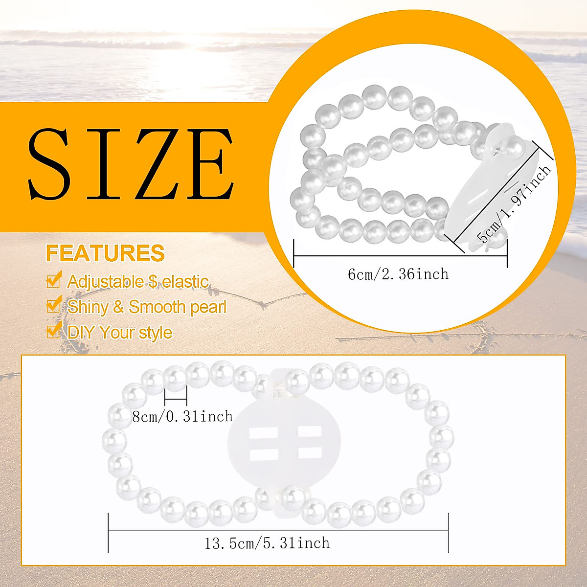 BLMHTWO 8PCS Elastic Pearl Corsage Bracelet, Stretch Wrist Corsage Band Pearl Wedding Wristlet Band DIY Wrist Corsage Bracelet Decor for Wedding Party Bride Bridesmaid Prom Flower