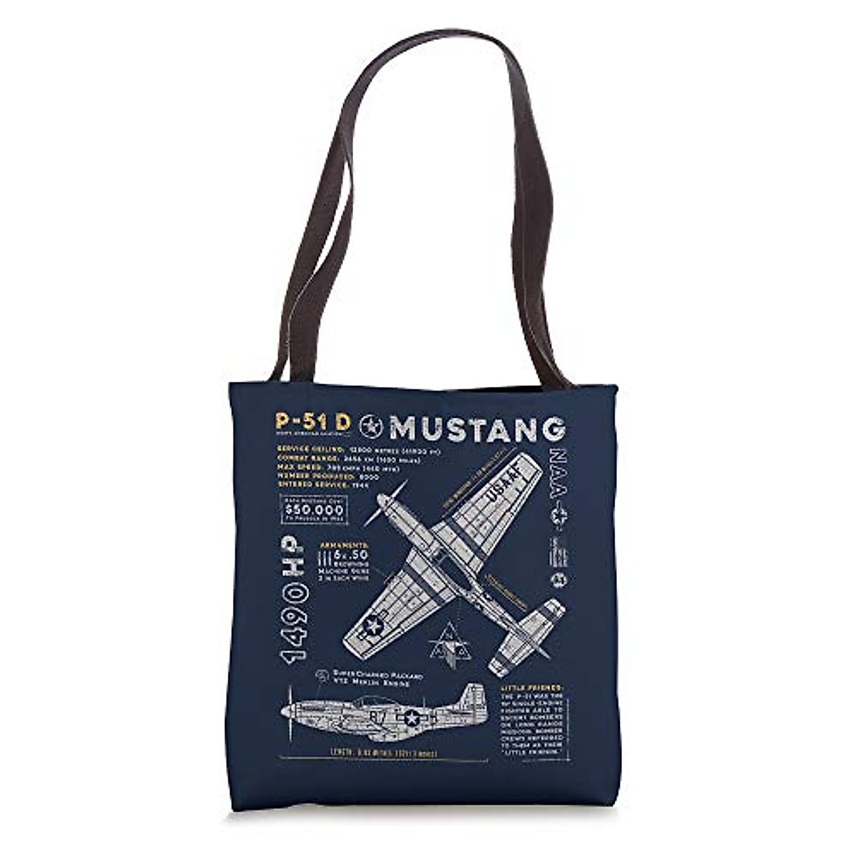 P-51 Mustang | North American Aviation Vintage Fighter Plane Tote Bag