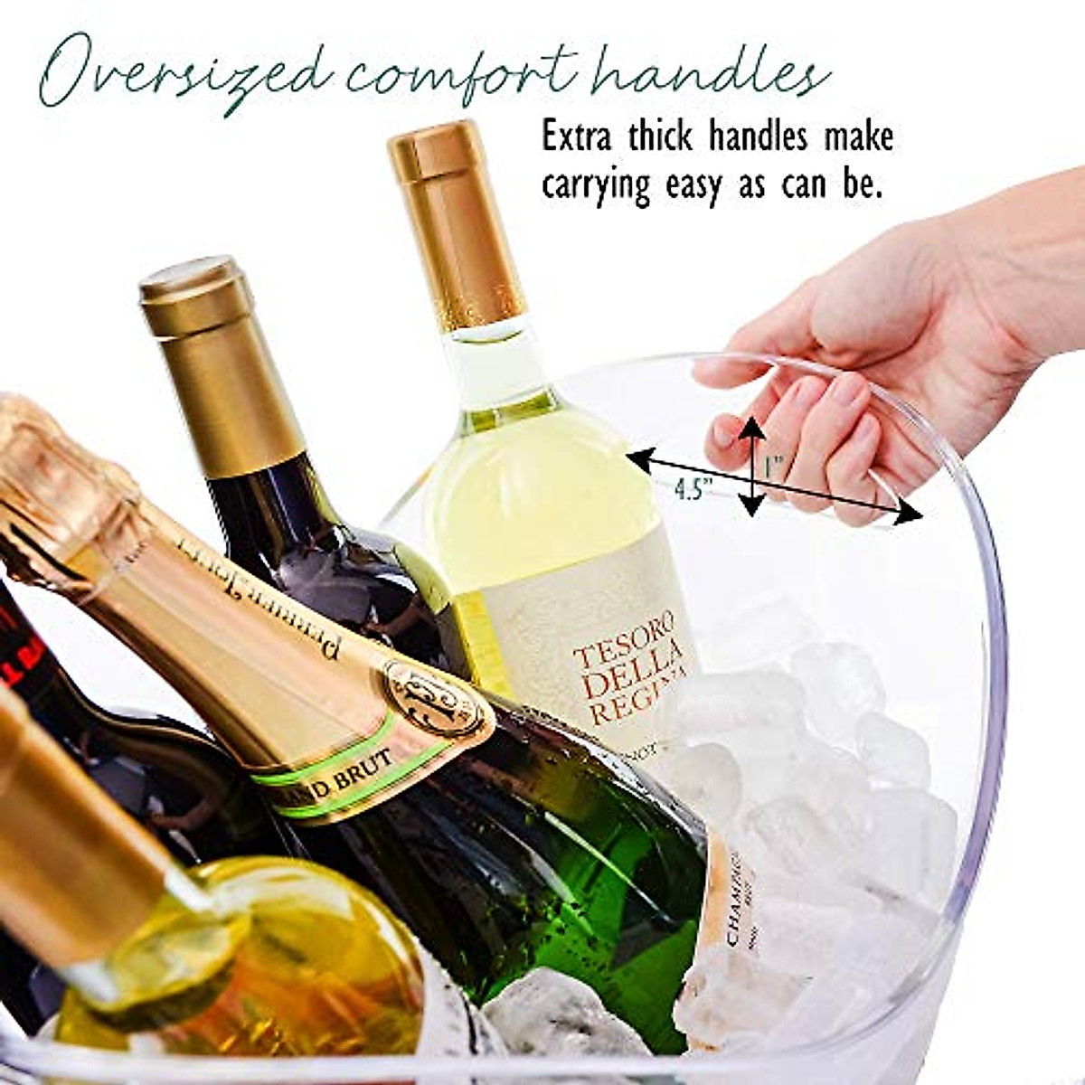 Raincol Ice Bucket Clear Acrylic 8 Liter Plastic Tub For Drinks and Parties, Food Grade, Holds 5 Full-Sized Bottles and Ice 1