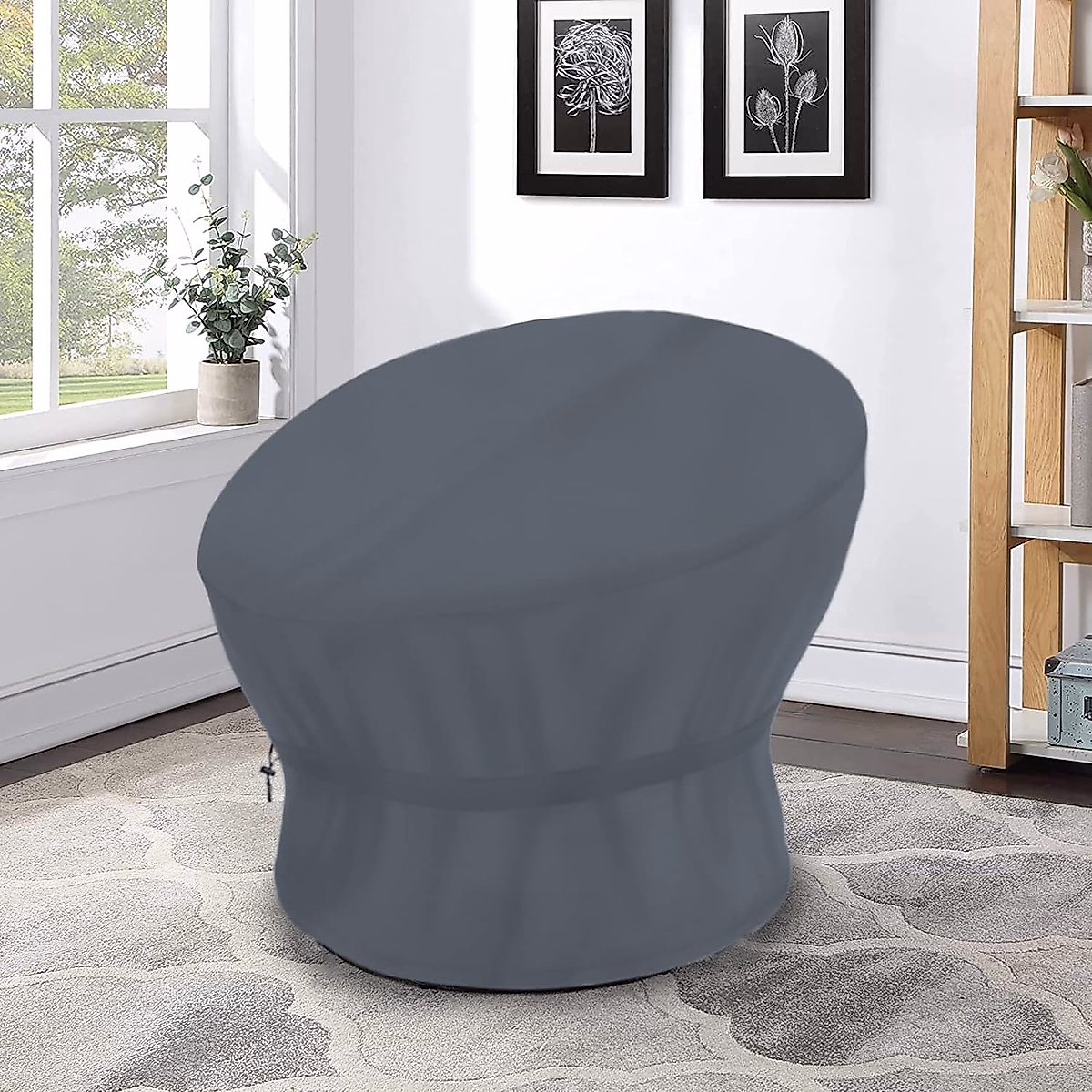 TORUTA Papasan Chair Covers 52" 420D durable waterproof material Patio Outdoor Furniture Wicker Saucer Rocking Swivel Chair Slip Covers Protection-Grey