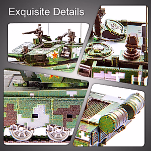 Piececool 3D Metal Puzzles, 99A Main Battle Tank Building Kit, 233Pcs Art Craft Kit for Teens, DIY Vehicle Model, Handcraft Toys for Adults