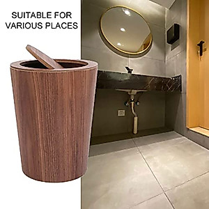 Wooden Rubbish Bin for Hotel Wood Waste Bin with Swing Lid Round Trash Can Kitchen Garbage Basket for Bedroom