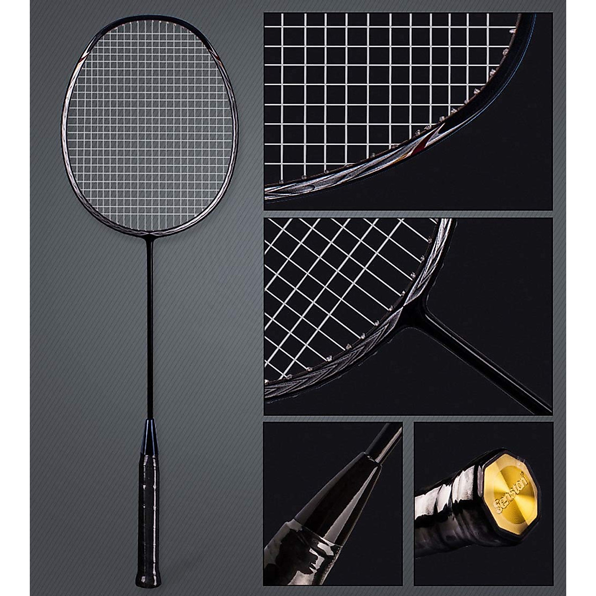 Senston N80 Badminton Racket Carbon-Fiber Badminton Racquet, Single Professional Badminton Racket Black Color
