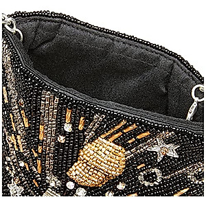 Mary Frances Bubbly Champagne Bottle Mini Crossbody Handbag, Black