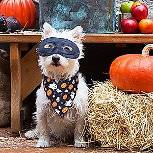 Whaline 4 Pack Halloween Pet Bandanas Pumpkin Ghost Trick or Treat Triangle Dog Bibs Purple Orange Black Dog Scarf Pet Neckerchief for Small Medium Large Pet Cat Dog Costume Accessories