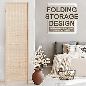 Room Divider Privacy Screen 16" Room Dividers and Folding Privacy Screens 6 Panel Room Divider Wall 5.6FT Tall Bamboo Room Divider Partitions/Separator