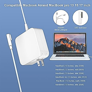 Mac Book Pro Charger, Replacement for Mac Book Pro 13 Inch 85W 60W Magnetic L-Tip Power Adapter Before Mid 2012,Compatible with Mac Book(2009-2012)